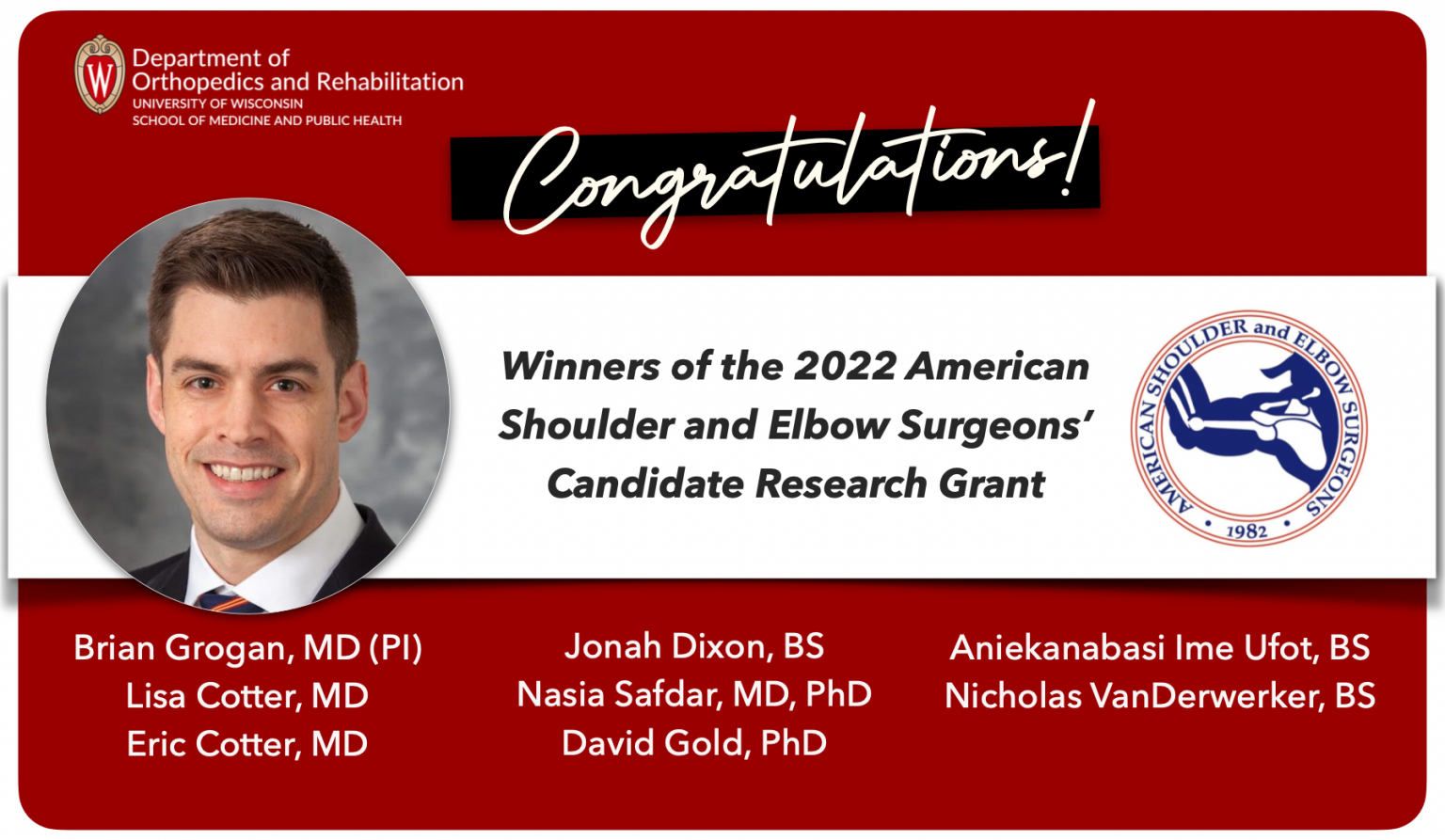 Dr. Brian Grogan, Dr. Eric Cotter, and their Team Win Candidate ...